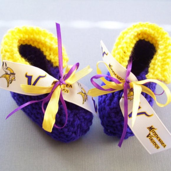 Shoes | Minnesota Viking Handmade Football Baby Booties New | Poshmark